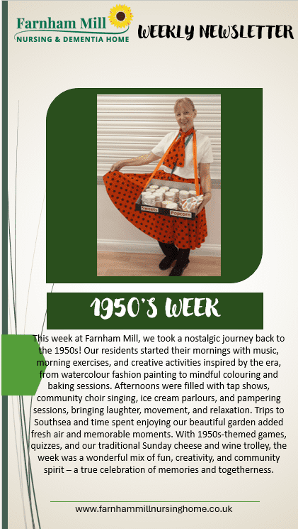 1950's Week at Farnham Mill - Farnham Mill Nursing & Dementia Home
